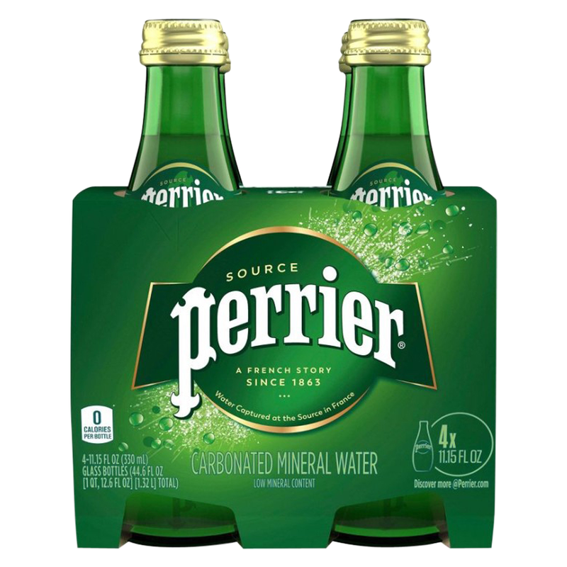 Perrier Sparkling Water 4pk 11.15oz Glass Bottle - Perrier – BevMo!