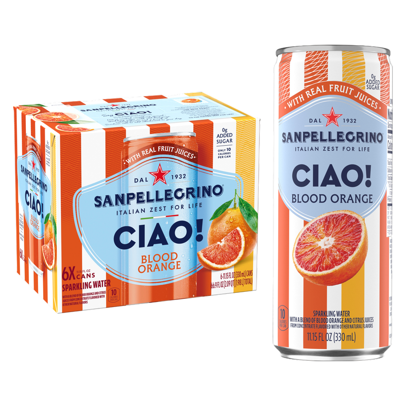 San Pellegrino Ciao! Blood Orange Sparkling Water 6pk 330mL Can - San Pellegrino – BevMo!