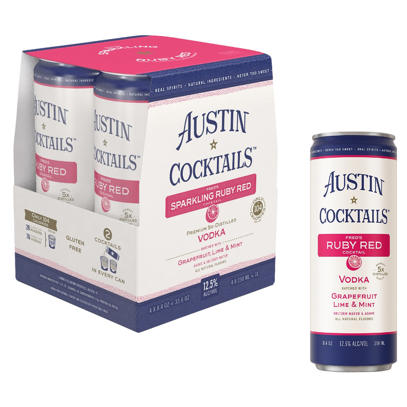 Austin Cocktails Fred’s Ruby Red Sparkling Cocktail 4pk 250ml Can 12.5% ...