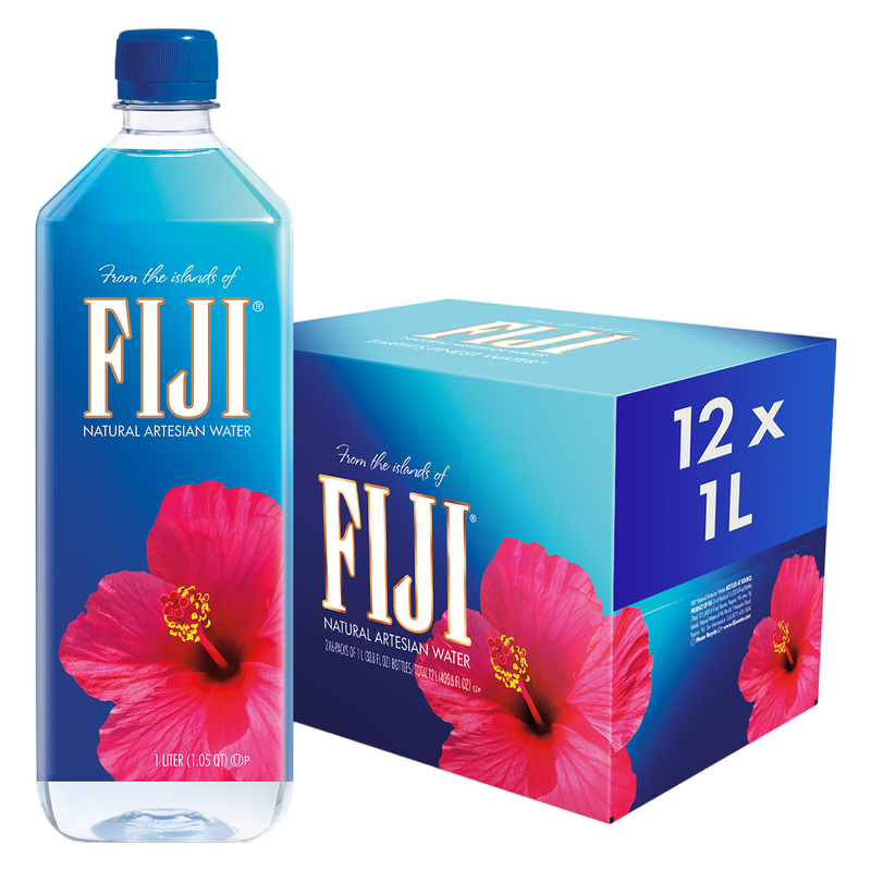 FIJI Natural Artesian Bottled Water 1 Liter / 33.8 Fl Ounce (Pack of 12 ...