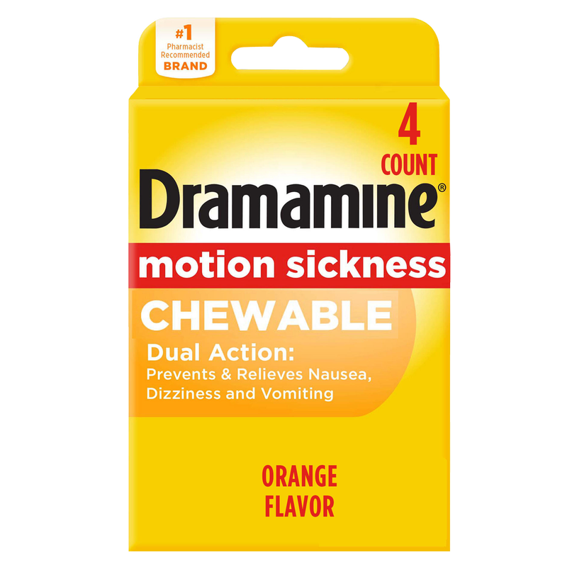 Dramamine Chewable Motion Sickness Relief Tablets Orange 4ct ...