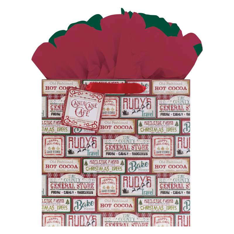 Vintage Signs Large Square Gogo Gift Bag - The Gift Wrap Company – BevMo!