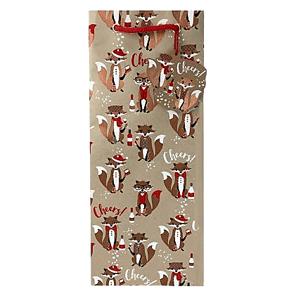The Gift Wrap Company Festive Fox Bottle Bag - The Gift Wrap Company ...