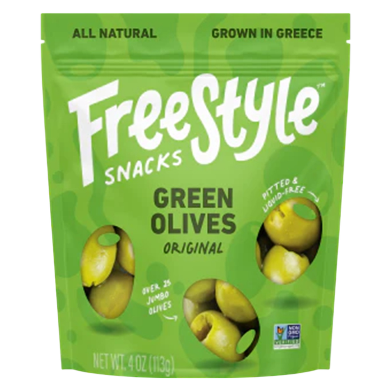 Freestyle Snacks Original Green Olives Pouch, 4oz. - Freestyle Snacks ...