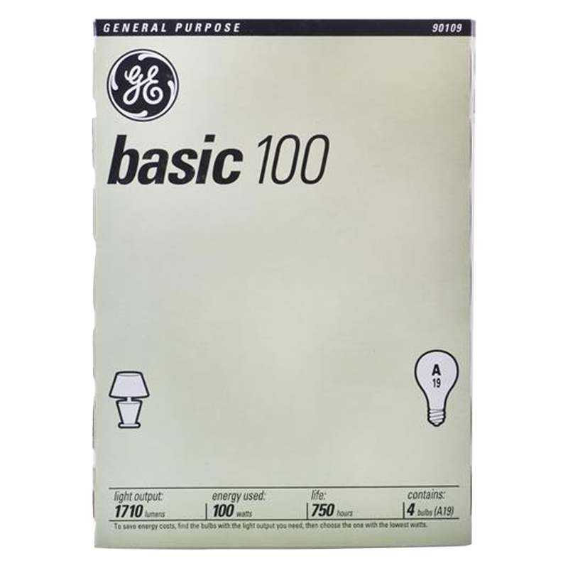 GE 100W Basic Light Bulbs 4pk - GE – BevMo!