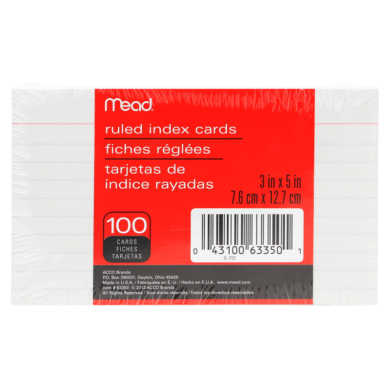 Mead Ruled Index Cards 100ct - Mead – BevMo!