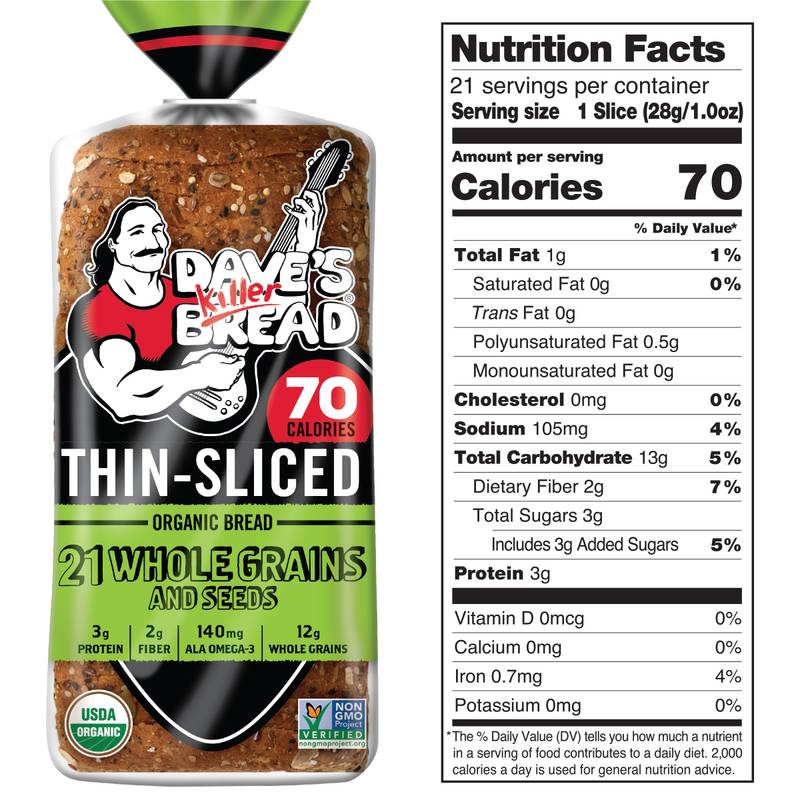 Dave's Killer Bread 21 Whole Grains & Seeds Thin Sliced - 20.5oz – BevMo!