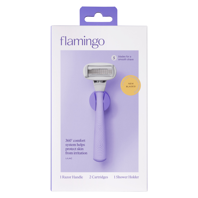 Flamingo Women's Lilac 5-Blade Razor with Replacement Blade Cartridge ...