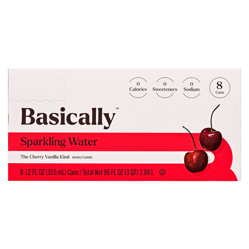 Basically Cherry Vanilla Sparkling Water 8pk 12oz Cans - Basically – BevMo!