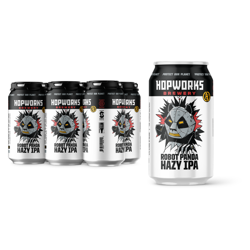 Hopworks Robot Panda Hazy IPA 6pk 12oz Can - Hopworks – BevMo!