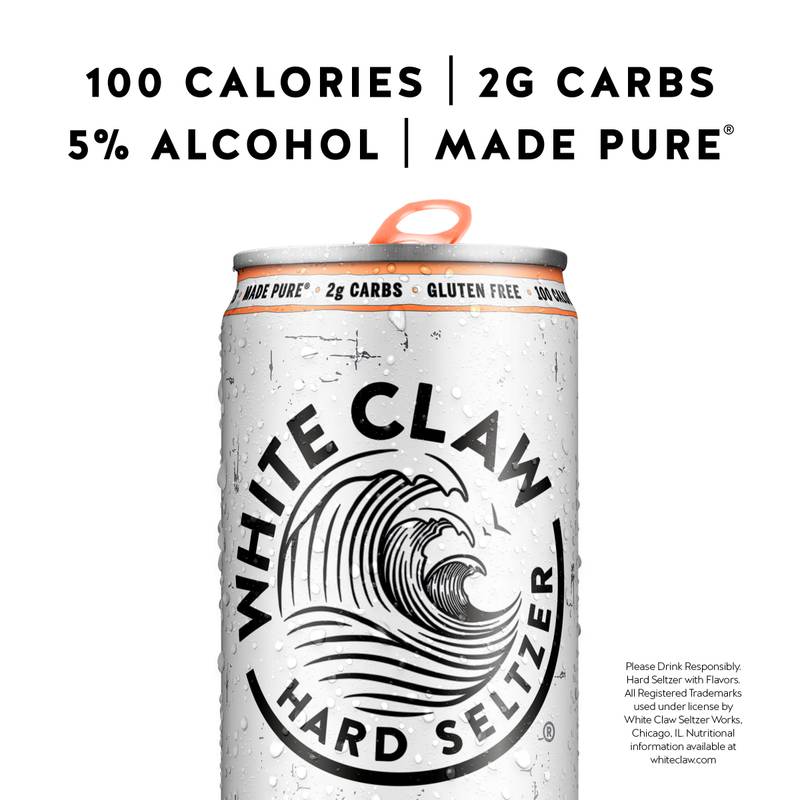 White Claw Peach 12pk 12oz Can 5% ABV - White Claw – BevMo!