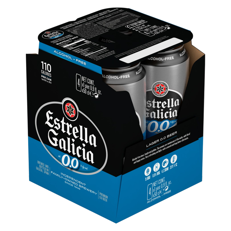 Estrella Galicia 0.0 Non-Alcoholic (4PKC 16.9 OZ) - Estrella Galicia ...