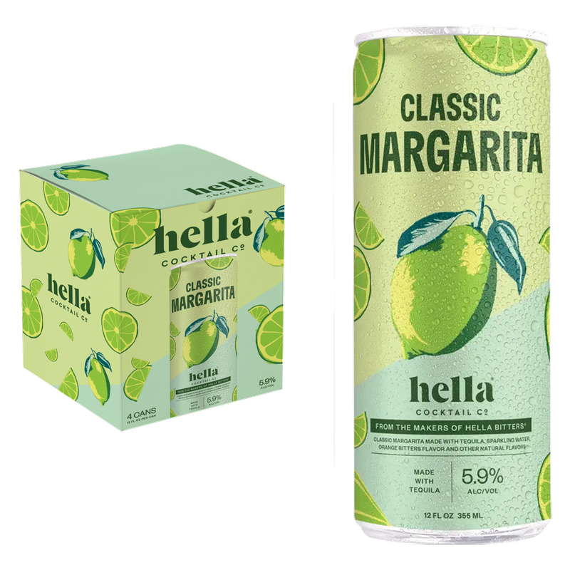Hella Classi Margarita 4pk 12oz Can 5.9% ABV - Hella Cocktail Co – BevMo!