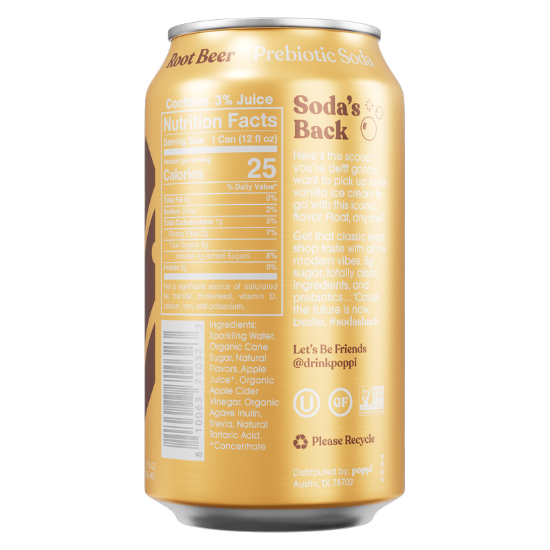 Poppi Prebiotic Soda Root Beer 12oz Can - poppi – BevMo!