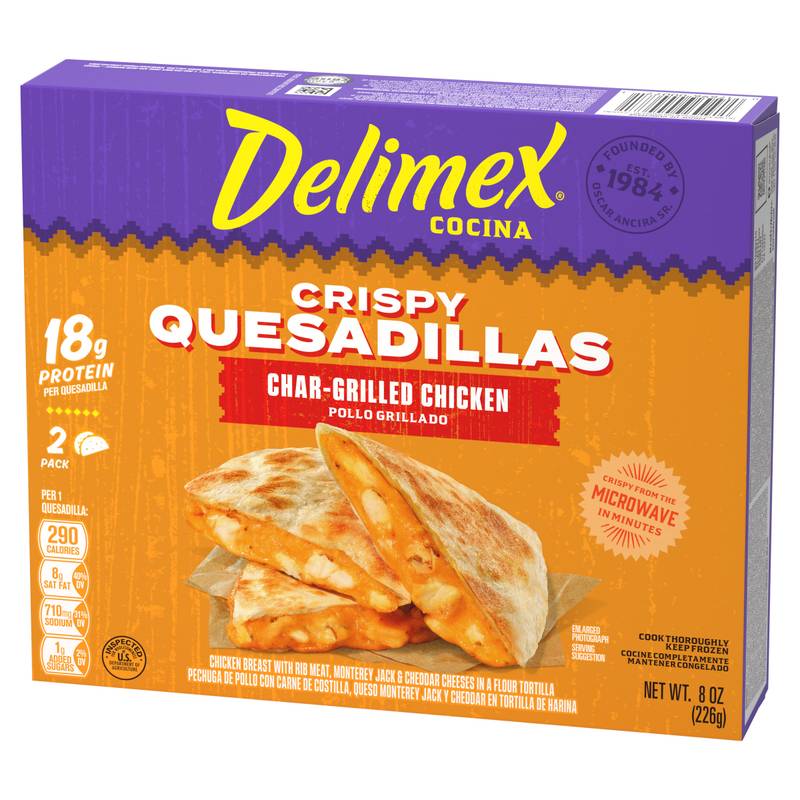 Delimex Char-Grilled Chicken Crispy Quesadillas, 8oz. - Delimex – BevMo!