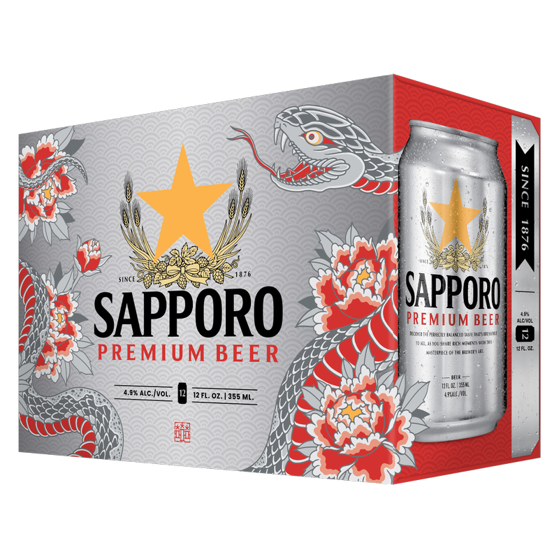 Sapporo Premium 12pk 12oz Can 4.9% ABV - Sapporo – BevMo!