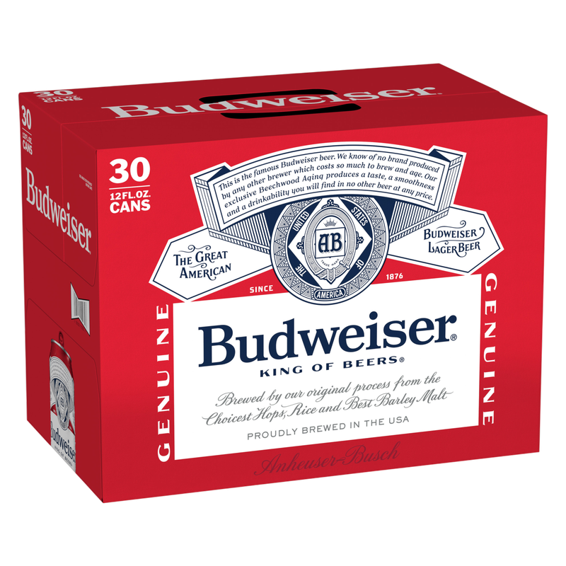 Budweiser 30pk 12oz Can 5.0% ABV - Budweiser – BevMo!