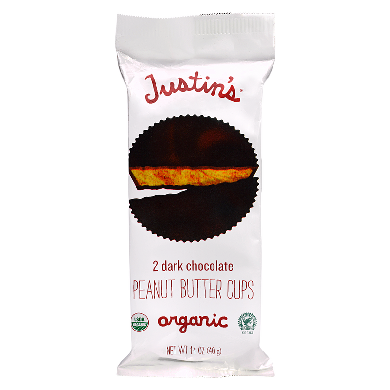 Justin's Organic Dark Chocolate Peanut Butter Cups 2ct - Justin's – BevMo!