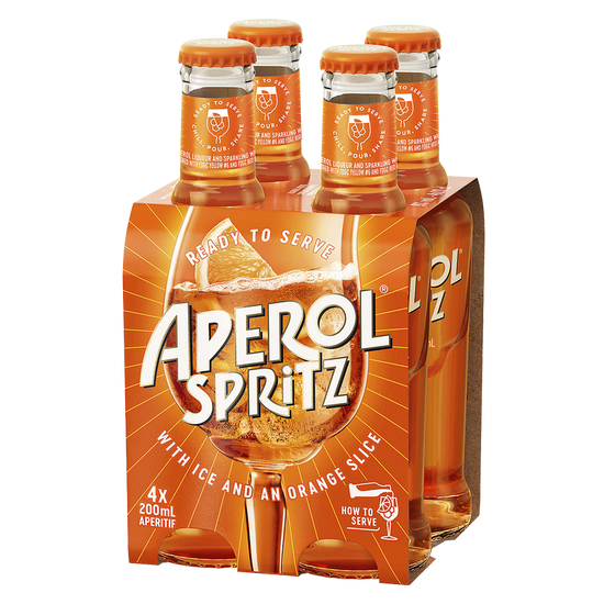 Aperol Spritz 4pk 200ml 9% ABV - Aperol – BevMo!
