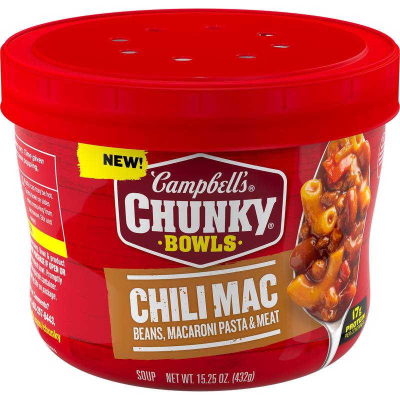 Campbell’s Chunky Soup, Chili Mac Soup, 15.25 oz Microwavable Bowl ...