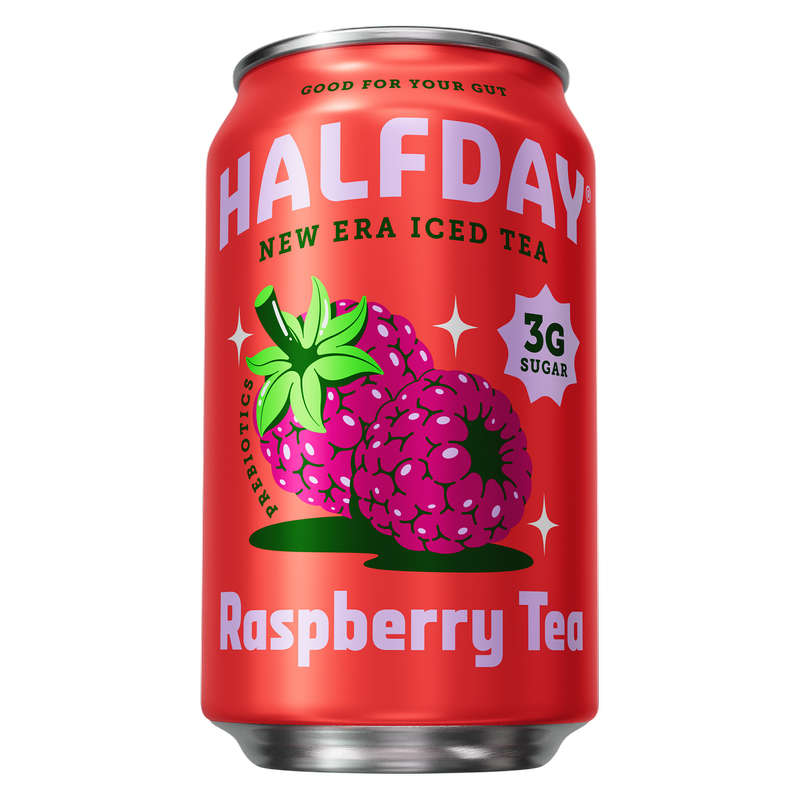 Halfday Raspberry Prebiotic Iced Tea 12oz Can - Halfday Iced Tea – BevMo!