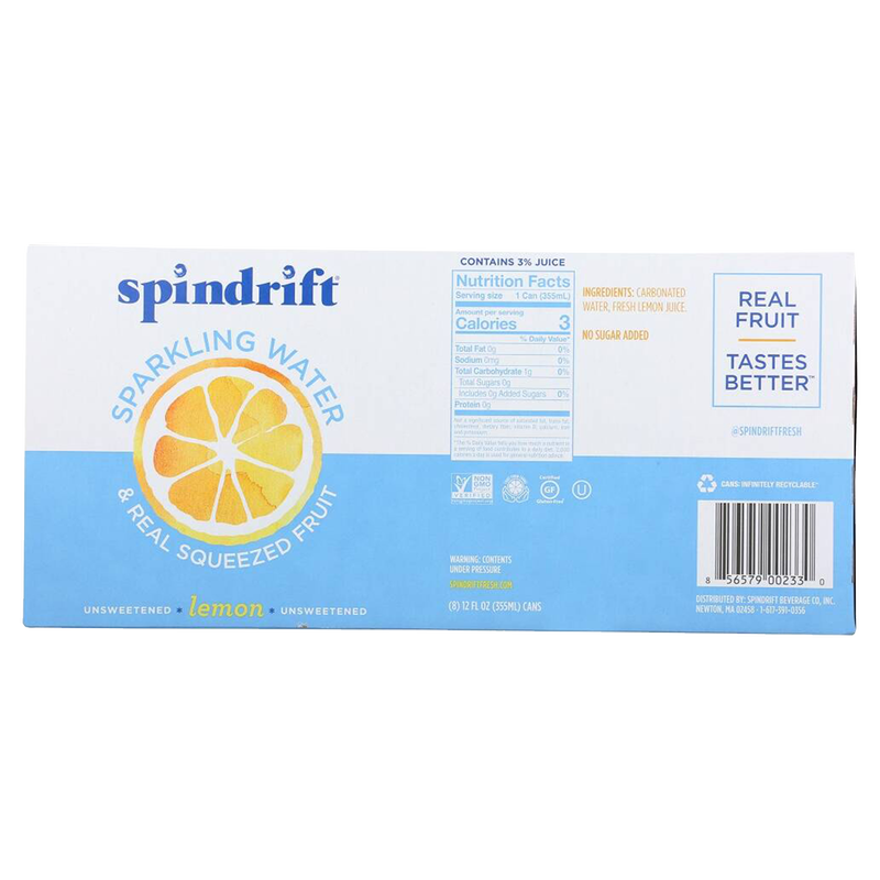 Spindrift Lemon Sparkling Water 8pk 12oz can - Spindrift – BevMo!