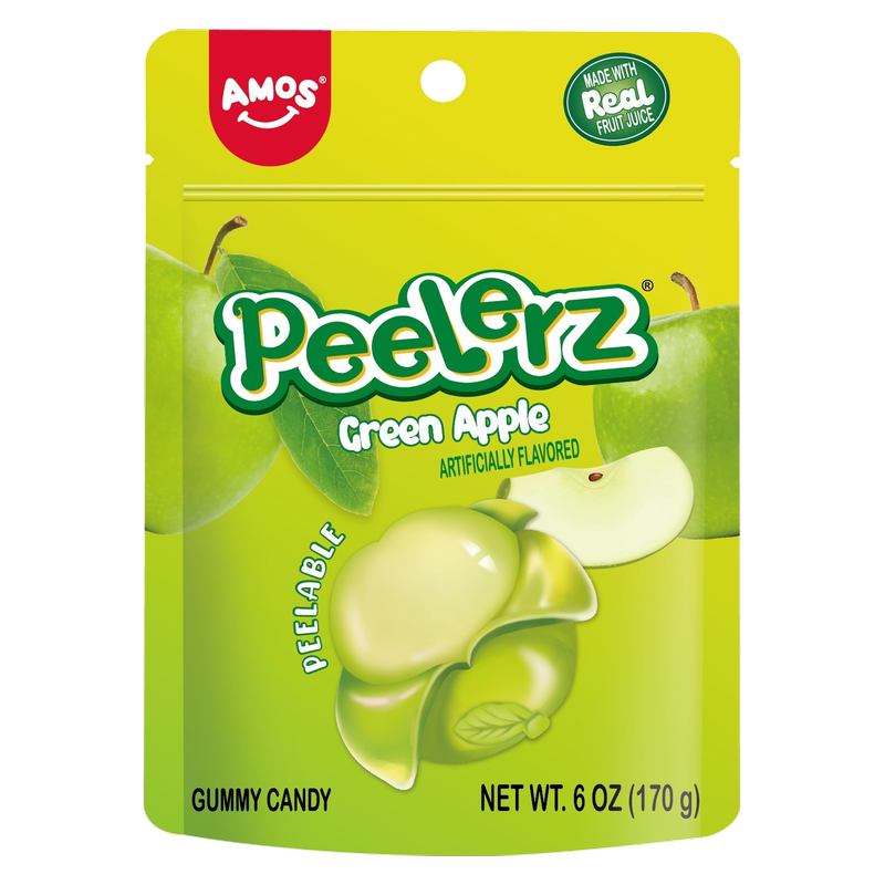 Amos Peelerz Gummy Green Apple, 6 oz - Amos Peelerz – BevMo!