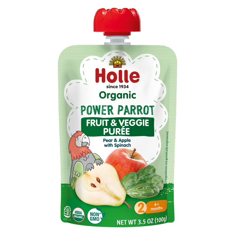 Holle Organic Fruit & Veggie Puree Pouch-Power Parrot, 3.5oz - Holle ...