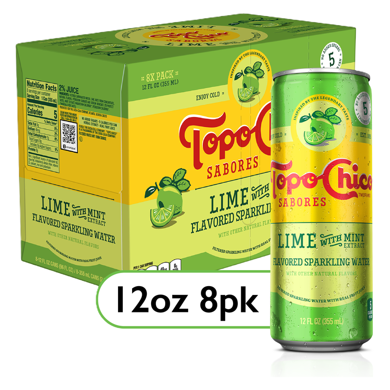 Topo Chico Sabores Lime with Mint Extract Flavored Sparkling Water 8pk ...