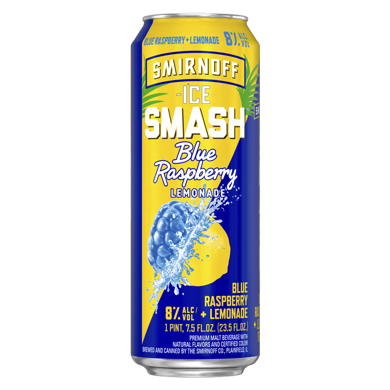 Smirnoff Smash Blue Raspberry & Lemonade 23.5oz Can - Smirnoff – BevMo!