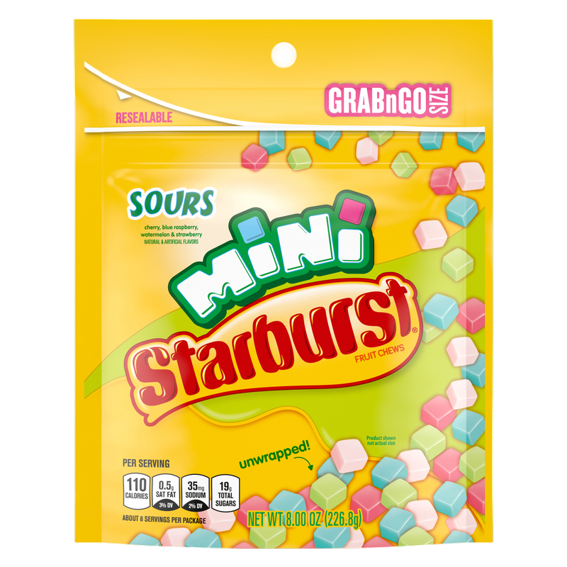 Starburst Minis Sours Candy bag, 8oz - Starburst – BevMo!