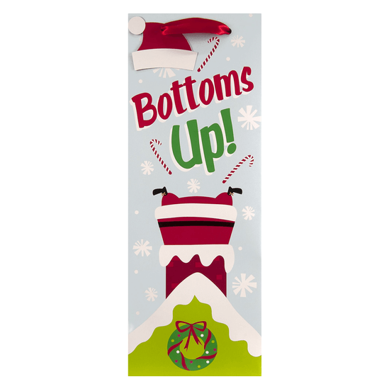 The Gift Wrap Company Bottle Bag Bottoms Up Santa - The Gift Wrap ...