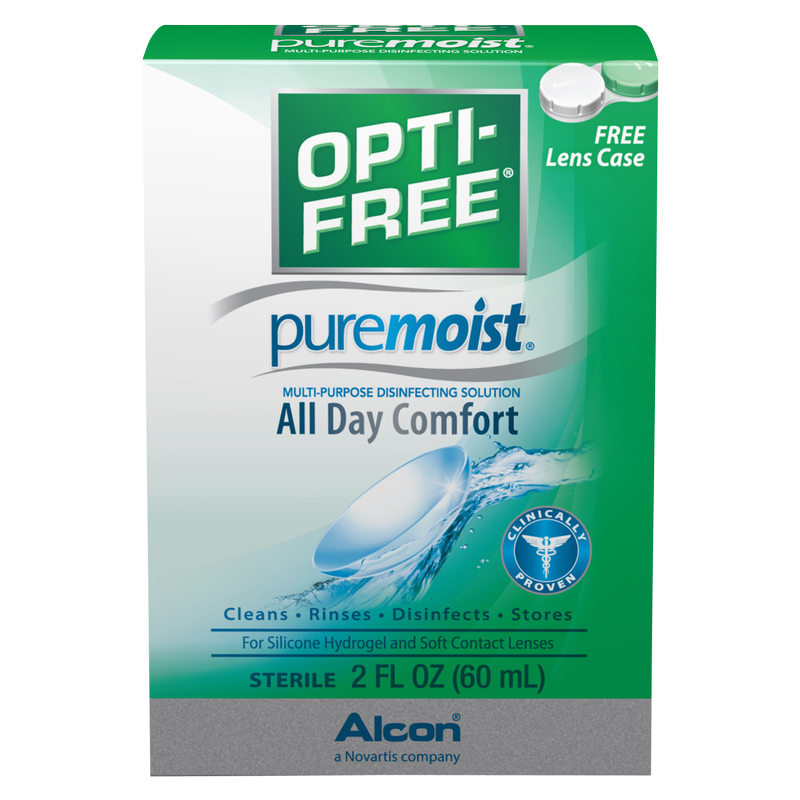 Opti-Free Puremoist Contact Lens Solution with Free Lens Case 2oz ...