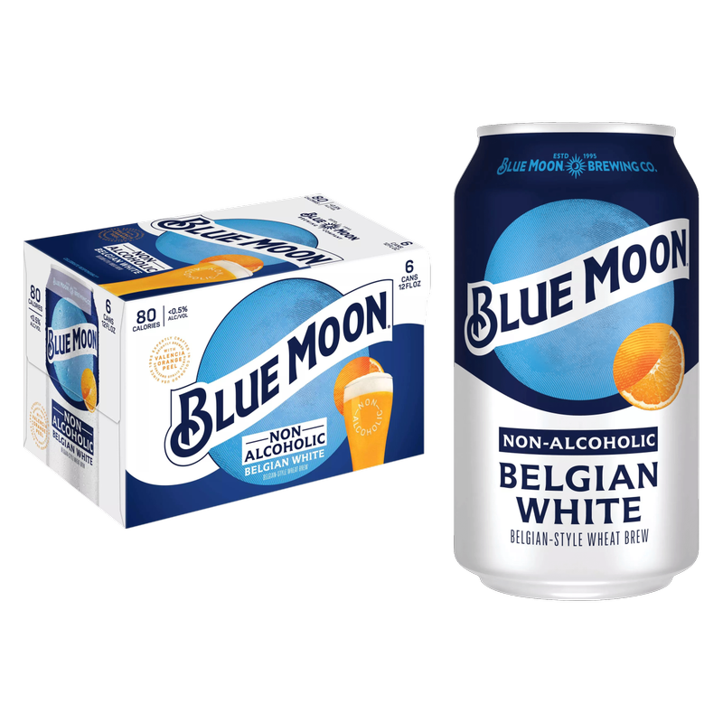 Blue Moon Non-Alcoholic Belgian Style 6pk 12oz Can - Blue Moon – BevMo!