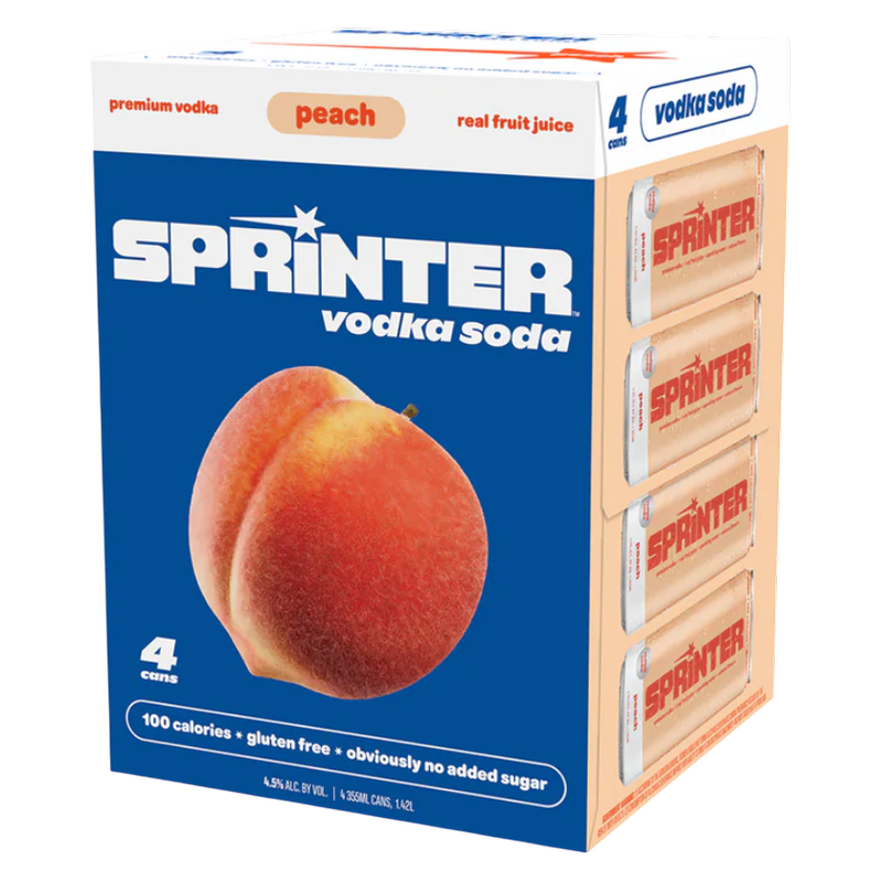 Sprinter Vodka Soda Peach 4pk 12oz Can - Sprinter – BevMo!