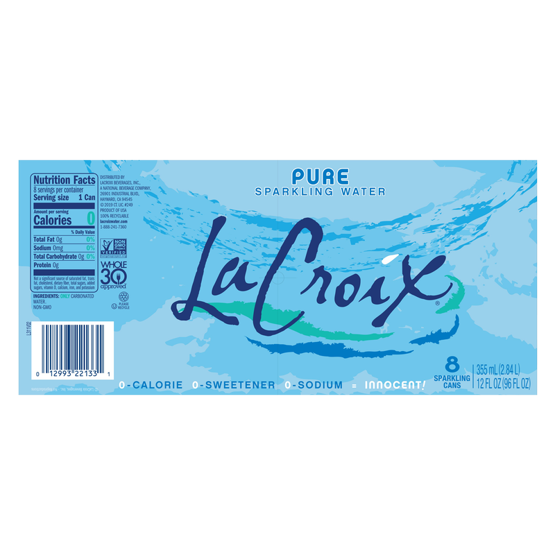 La Croix Pure Sparkling Water 8pk 12oz can - La Croix – BevMo!