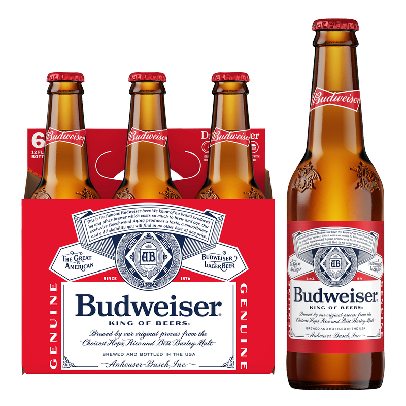 Budweiser 6pk 12oz Btl 5.0% ABV - Budweiser – BevMo!