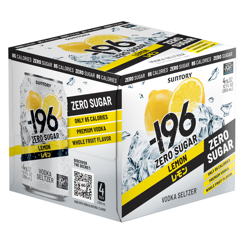 Suntory -196 0 Sugar Lemon Vodka Soda 4pk 12oz Can - -196 – BevMo!