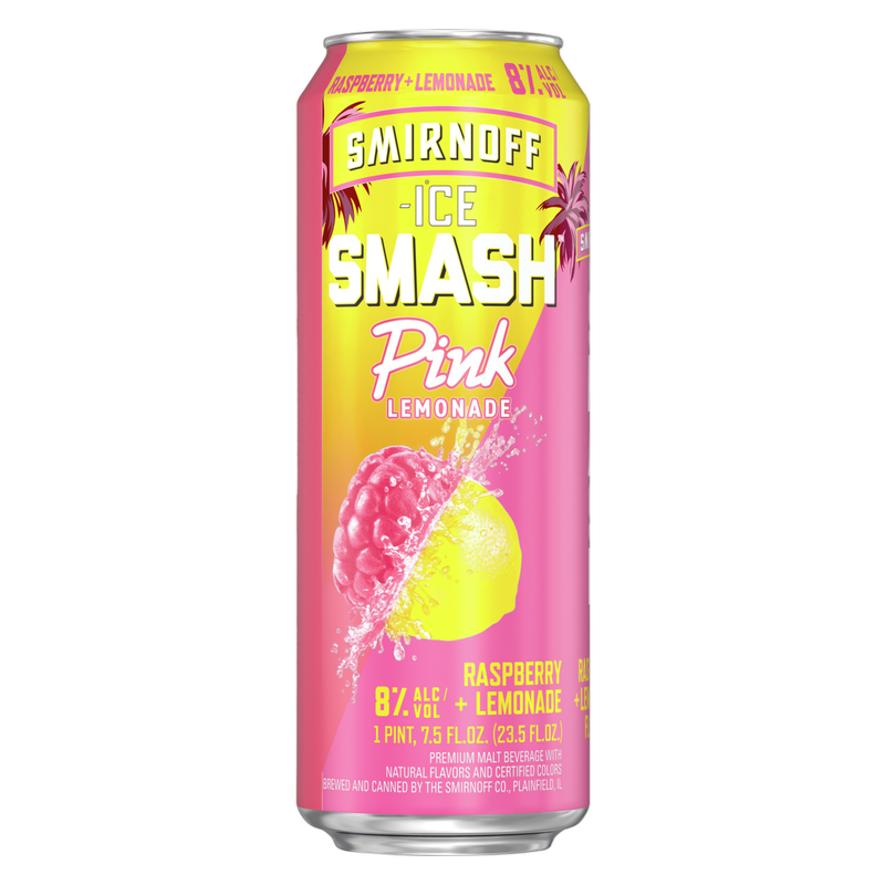 Smirnoff Ice Smash Pink Lemonade 23.5oz Can 8.0% ABV - Smirnoff – BevMo!