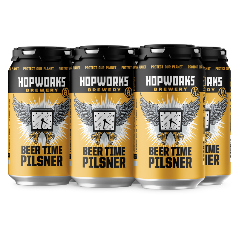 Hopworks Beer Time Pilsner 6pk 12oz Can 4.9% ABV - Hopworks – BevMo!