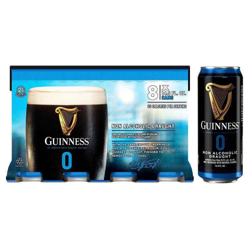 Guiness Zero Draught Non-Alcoholic 8pk 14.9oz Can - Guinness – BevMo!