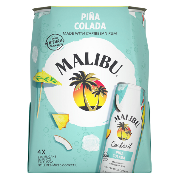 Malibu Cocktails Pina Colada 4pk 12oz Cans - Malibu – BevMo!