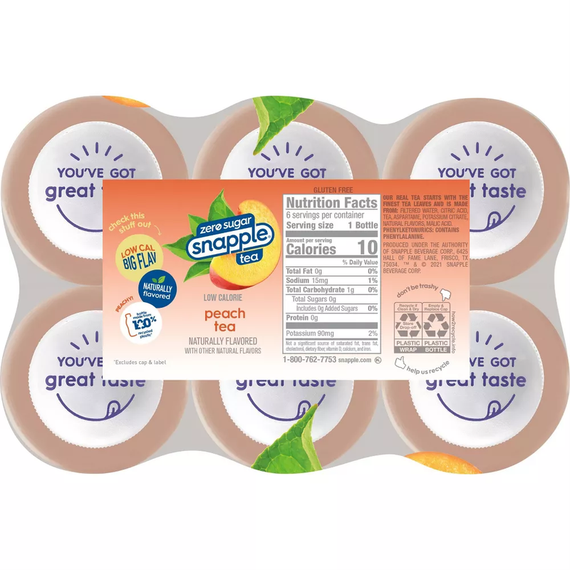 Snapple Zero Sugar Peach Tea 6pk 16oz Btl - Snapple – BevMo!
