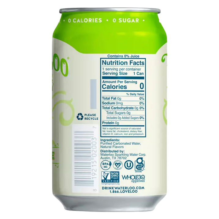 Waterloo Lemon Lime Sparkling Water 12oz Can - Waterloo – BevMo!