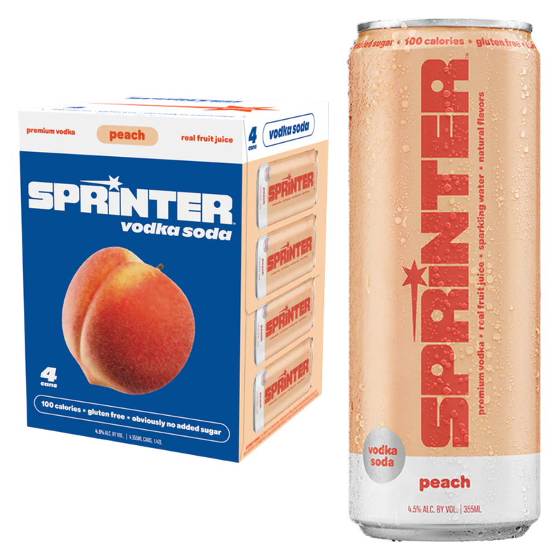 Sprinter Vodka Soda Peach 4pk 12oz Can - Sprinter – BevMo!