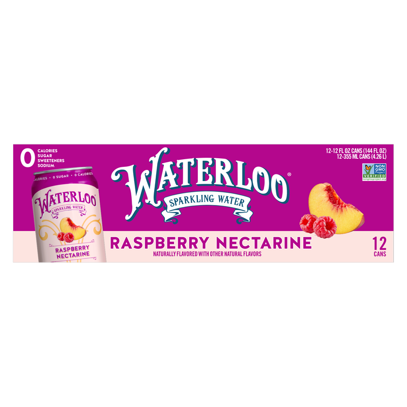 Waterloo Sparkling Raspberry Nectarine Water 12pk 12oz Can - Waterloo ...