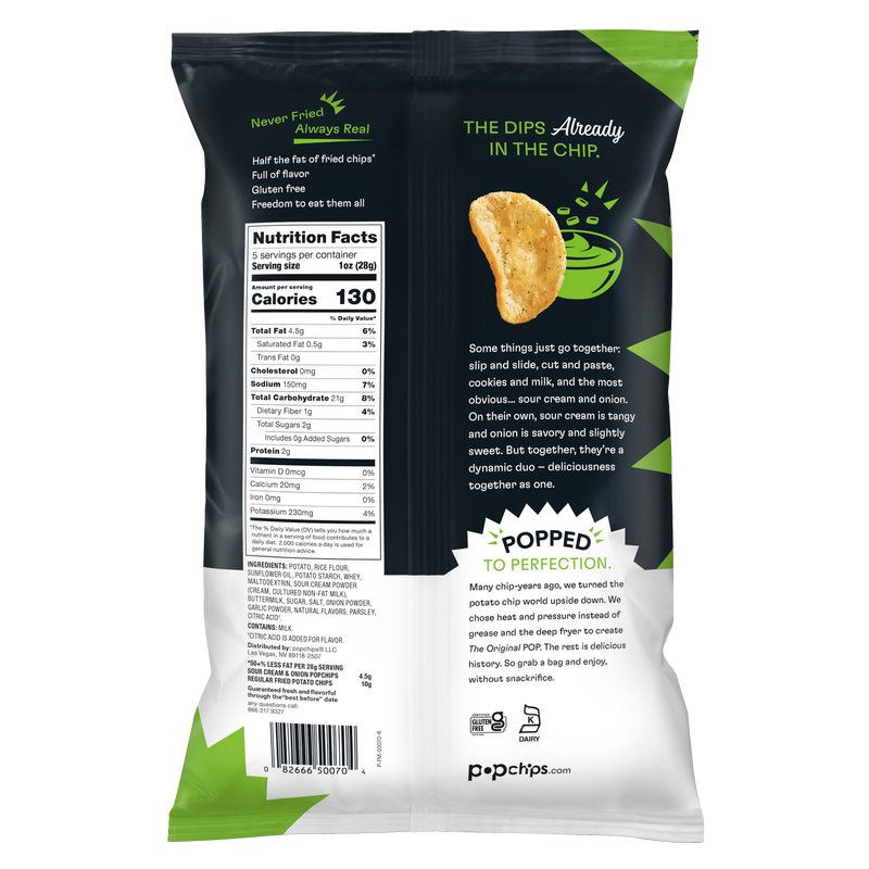 Popchips Sour Cream & Onion Potato Chips 5oz - Popchips – BevMo!