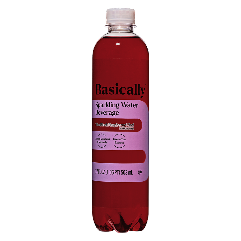 Basically Black Raspberry Sparkling Water 17oz - Basically – BevMo!