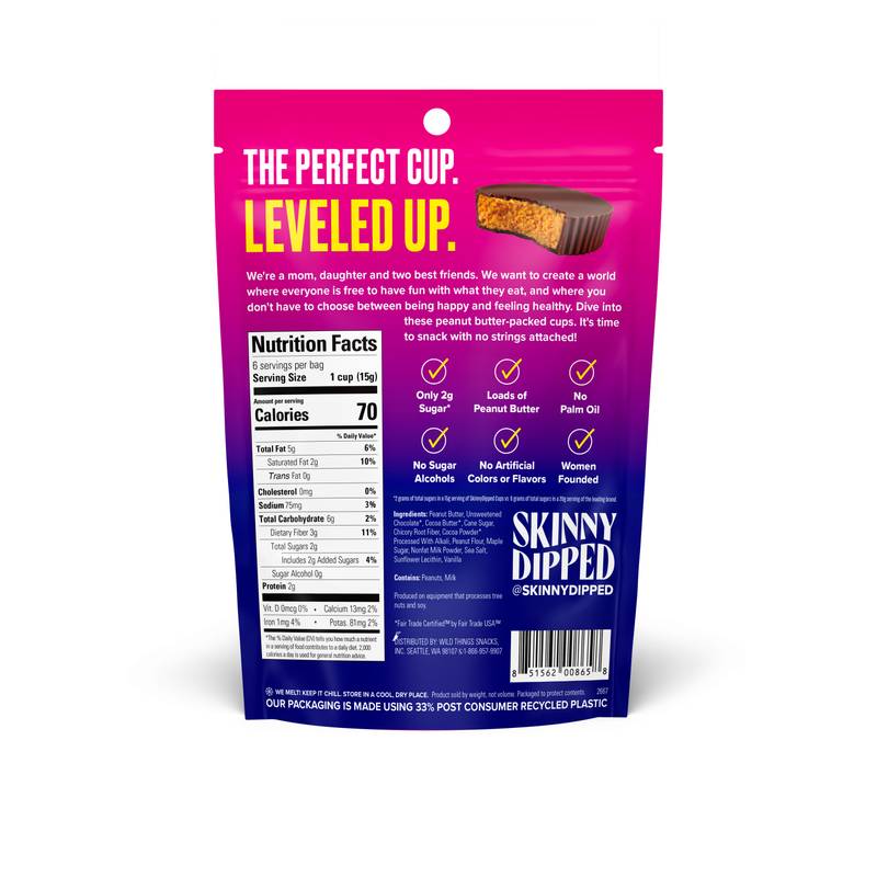 SkinnyDipped Dark Chocolate Peanut Butter Cups, 3.17oz – BevMo!