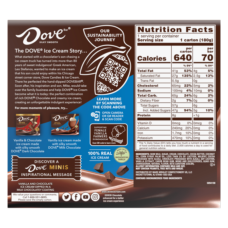 Dove Minis Vanilla & Milk Chocolate Ice Cream Bars, 10ct - Dove ...
